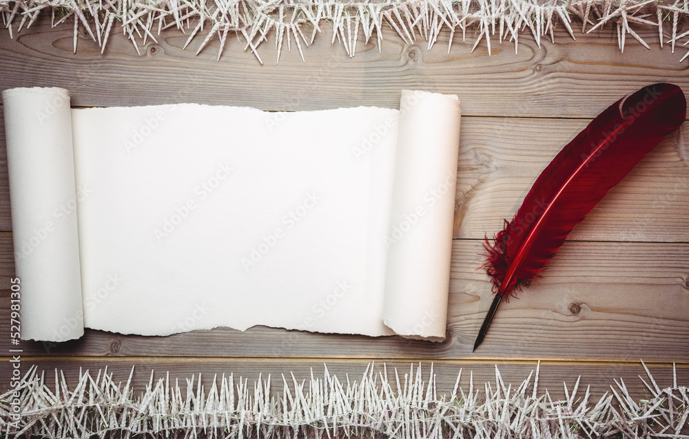 Blank scroll paper and quill Stock Photo | Adobe Stock