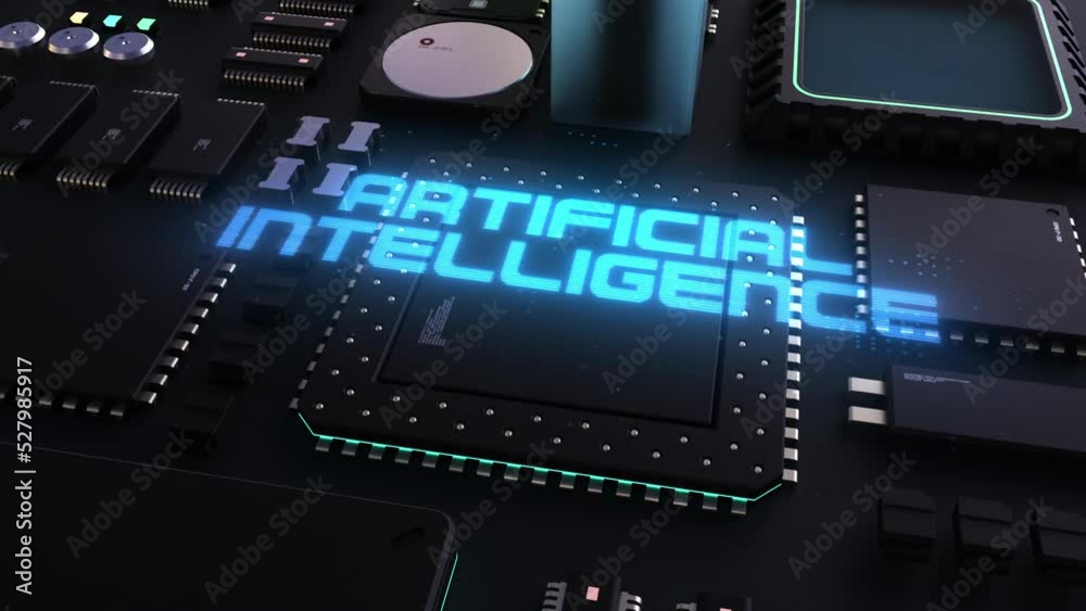 artificial intelligence headline. next-generation chip and processor. great power technological ...