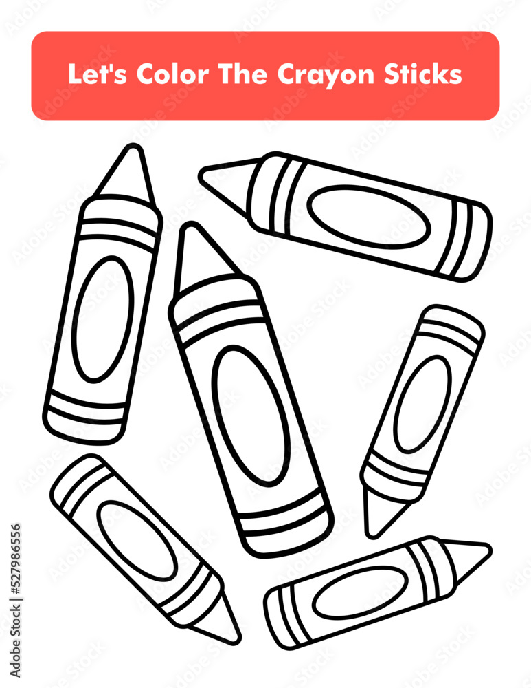 Crayons Coloring Book Page In Letter Page Size. Children Coloring ...