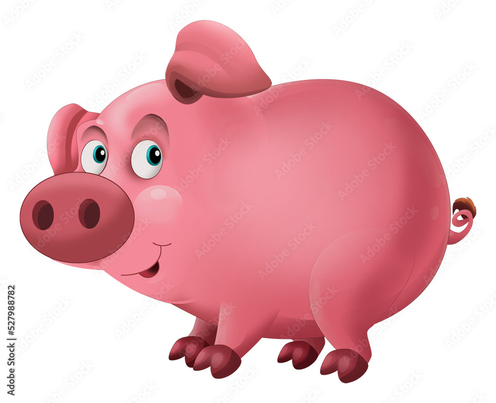 Cartoon happy pig is standing looking and smiling illustration for ...
