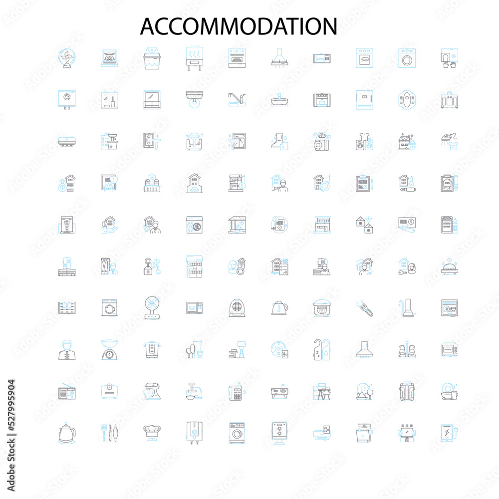 accommodation concept icons, signs, outline symbols, concept linear ...