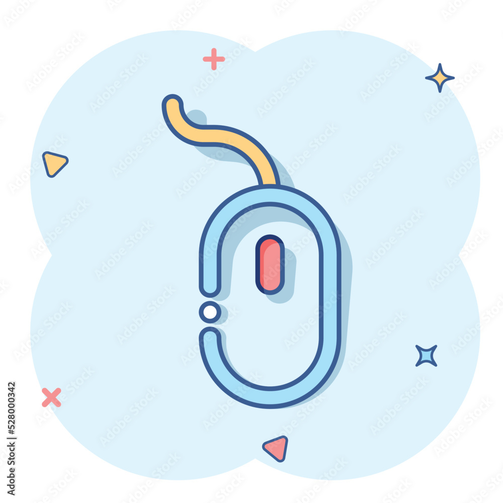 Vector cartoon computer mouse icon in comic style. Computer cursor sign ...