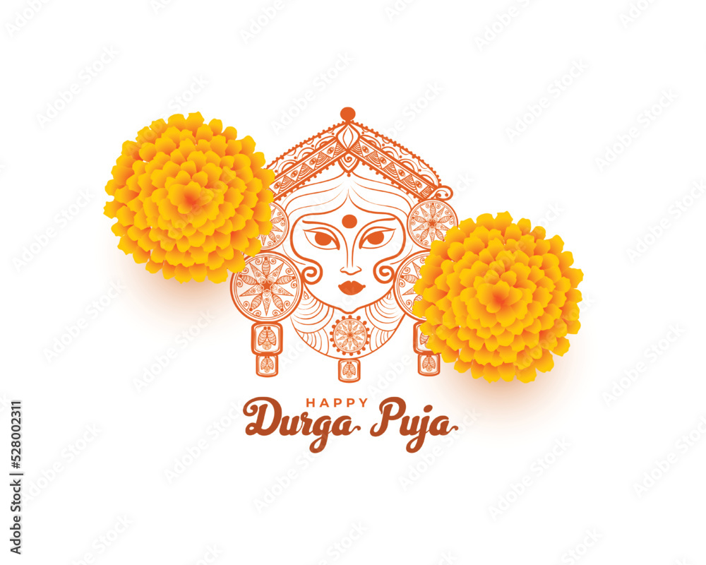 happy durga pooja festival wishes card with floral design Stock Vector ...