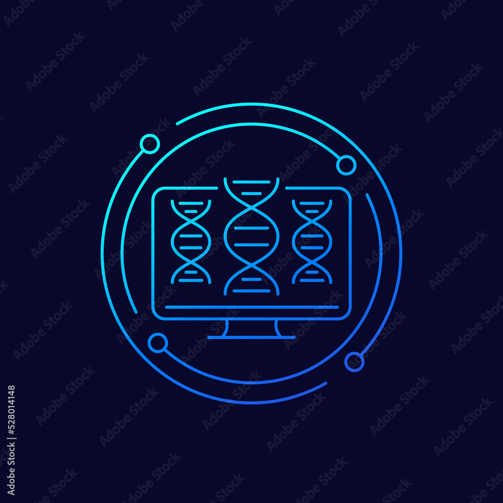 bioinformatics icon, analysis of biological data, linear design Stock ...