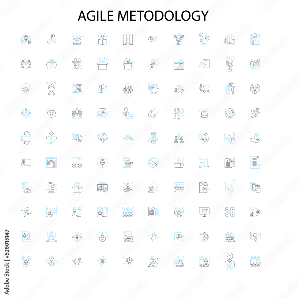 agile metodology icons, signs, outline symbols, concept linear ...