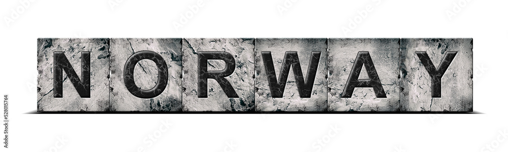 Norway, word on stone blocks. Isolated on white background. Design ...