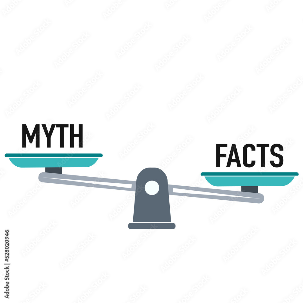 Myths vs facts. Myth and fact scales Stock Illustration | Adobe Stock