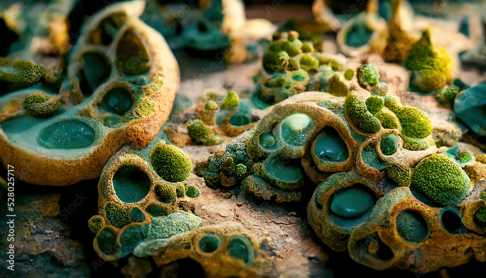 Abstract background with micro mosaic landscape. Microscopic colorful ...