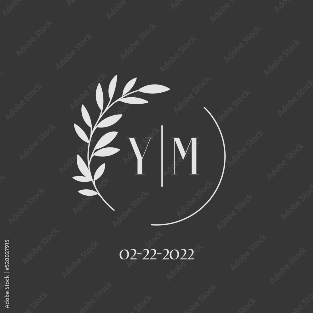 Initial letter YM wedding monogram logo design inspiration Stock Vector | Adobe Stock
