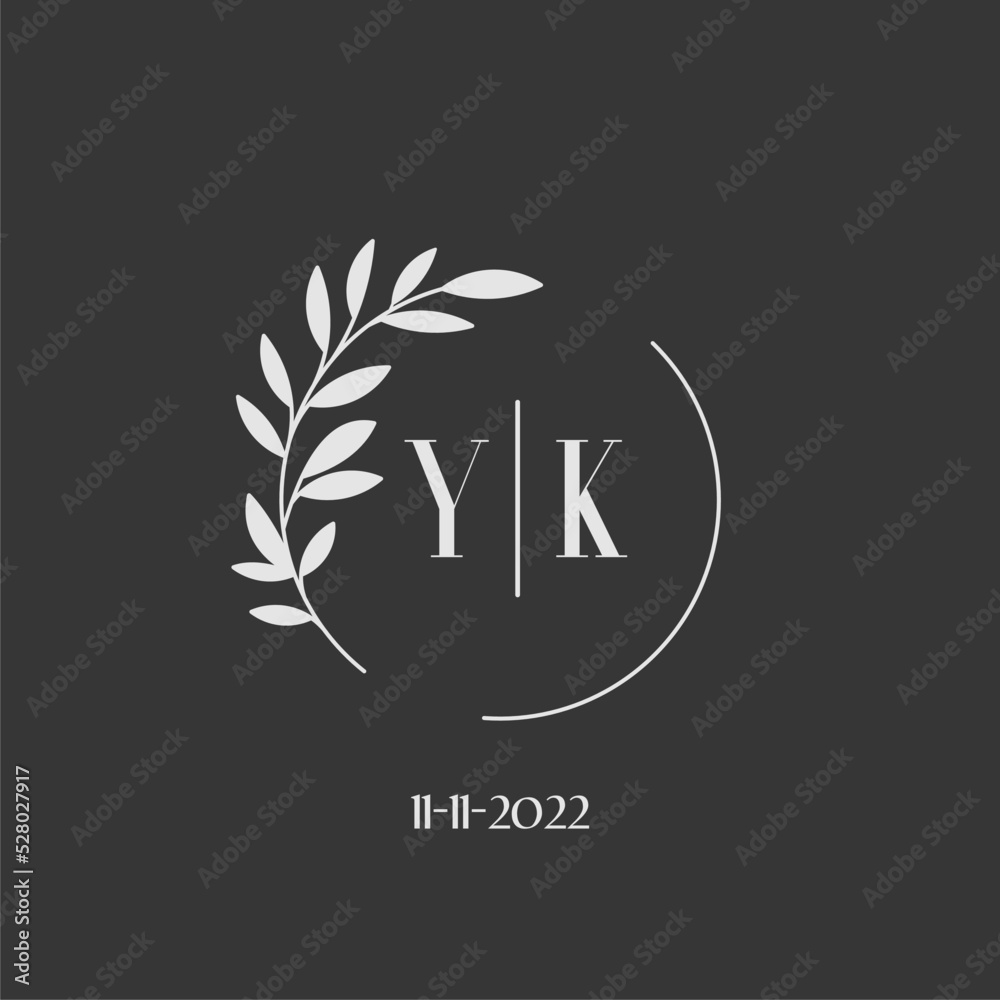 Initial letter YK wedding monogram logo design inspiration Stock Vector ...