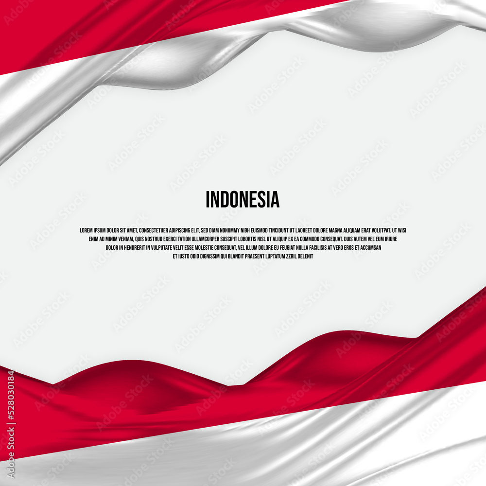 Indonesia flag design. Waving Indonesian flag made of satin or silk ...