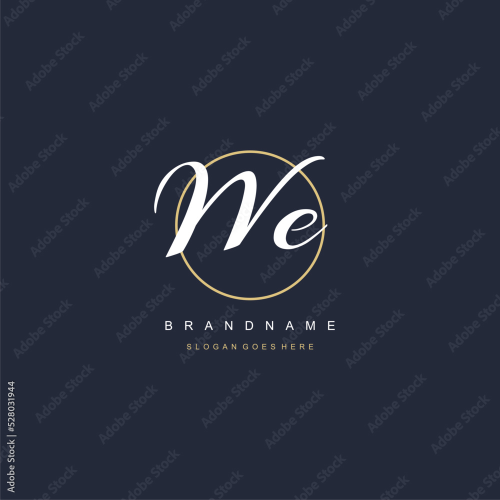 Initial letter WE logo monogram feminine style with circle line design ...