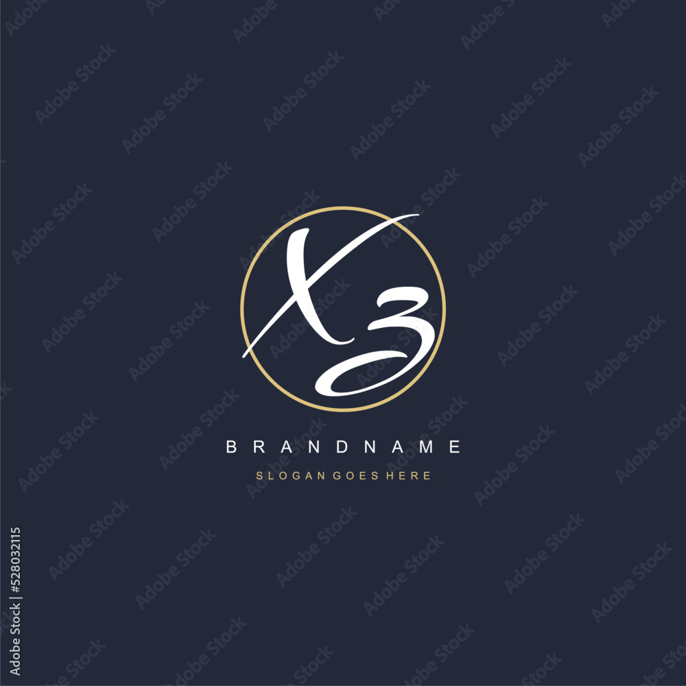 Initial letter XZ logo monogram feminine style with circle line design ...