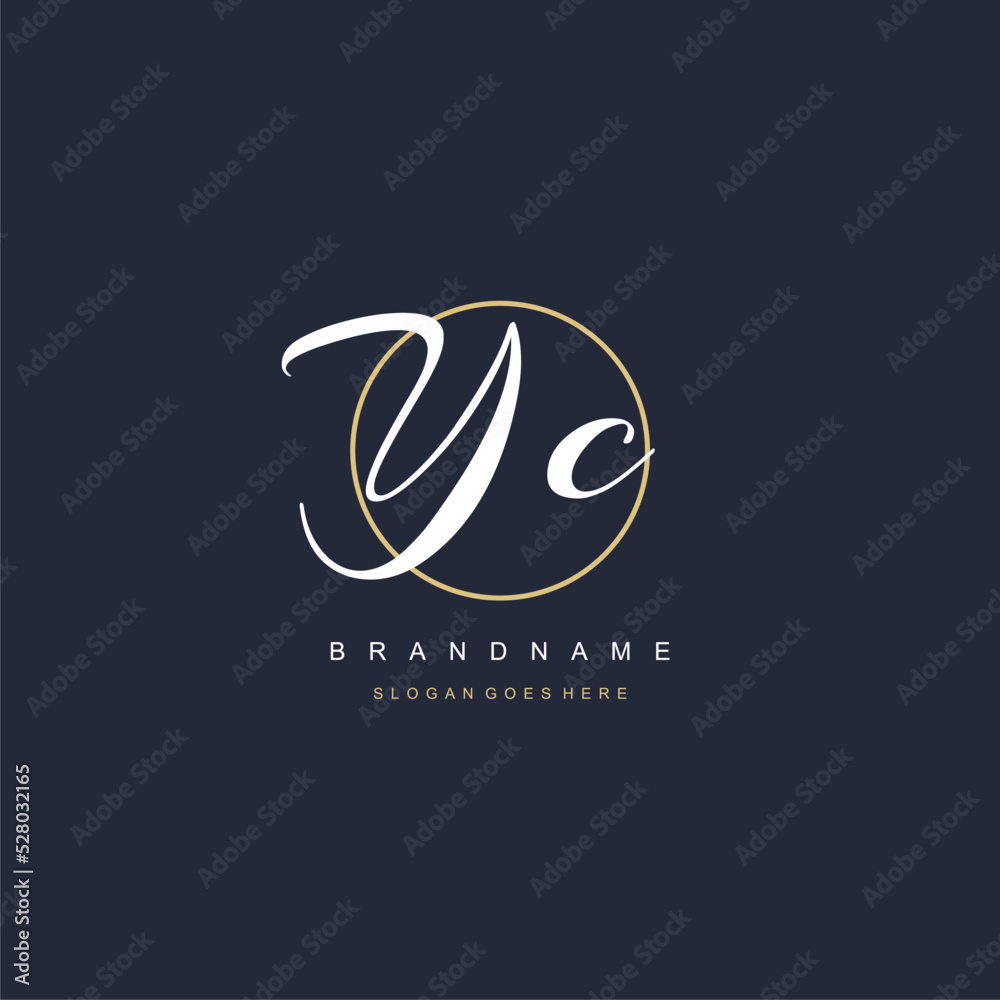 Initial letter YC logo monogram feminine style with circle line design ...