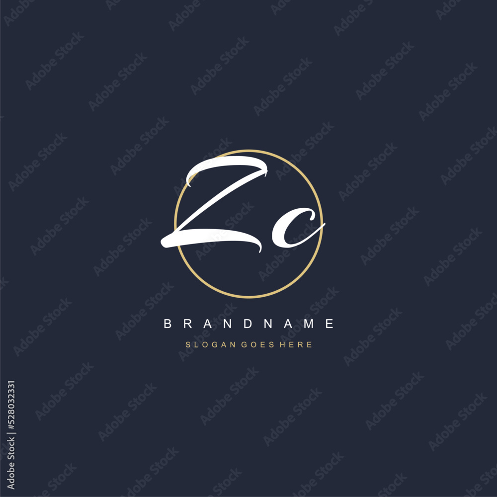 Initial letter ZC logo monogram feminine style with circle line design ideas Stock Vector ...