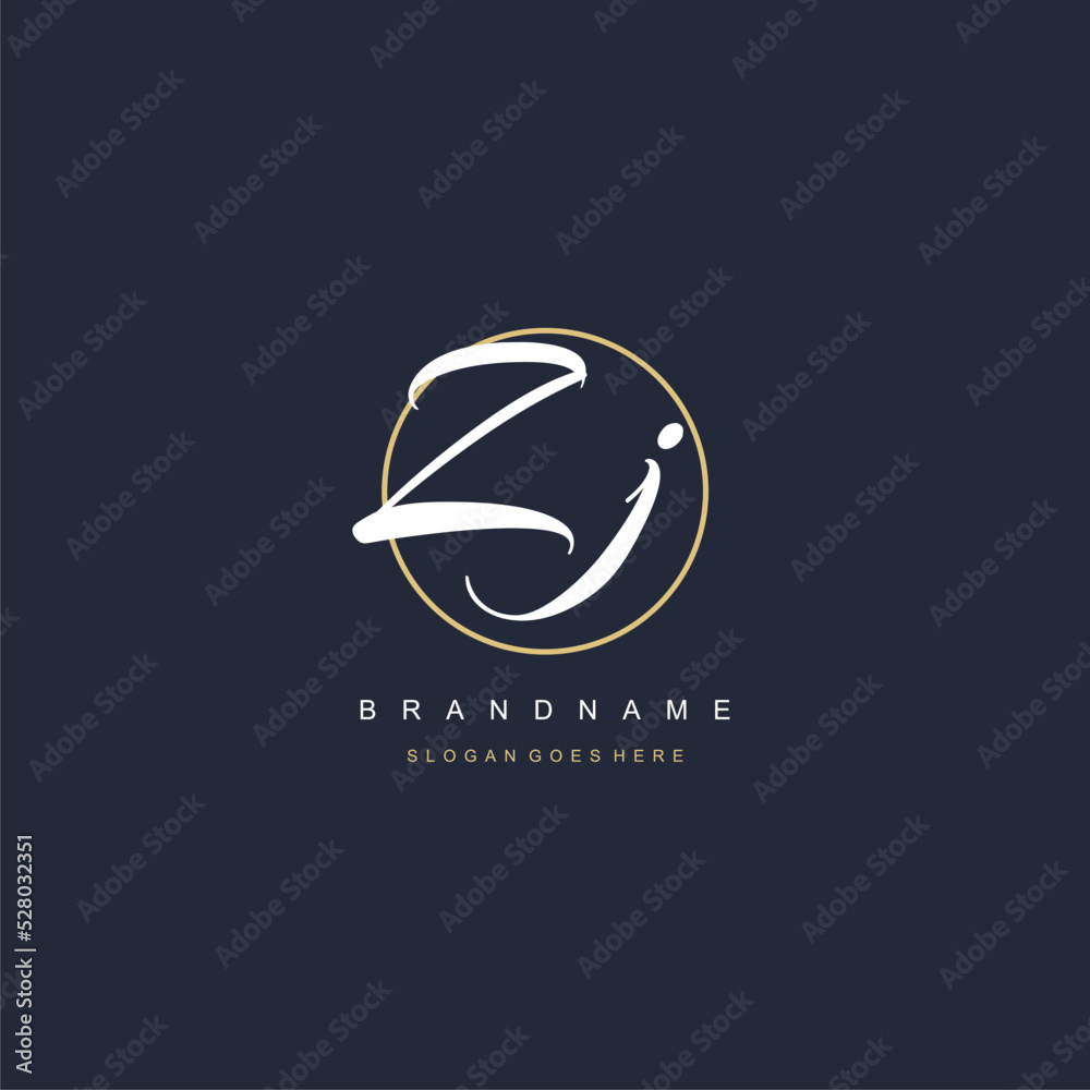 Initial letter ZJ logo monogram feminine style with circle line design ...