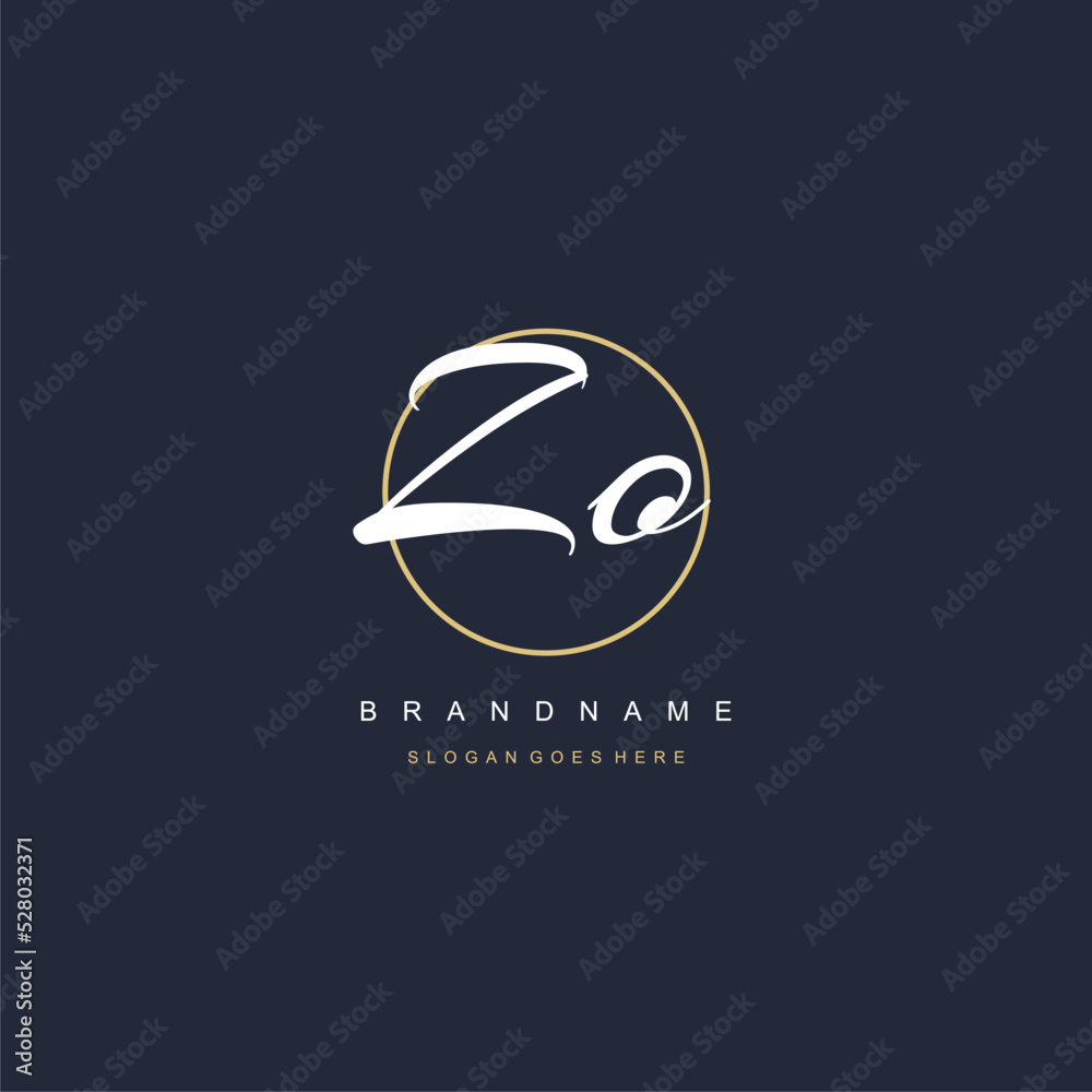 Initial letter ZO logo monogram feminine style with circle line design ...