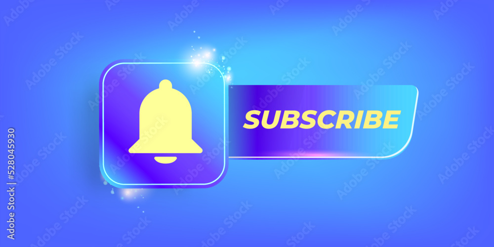 Vector subscribe now horizontal banner with ring bell and button on ...