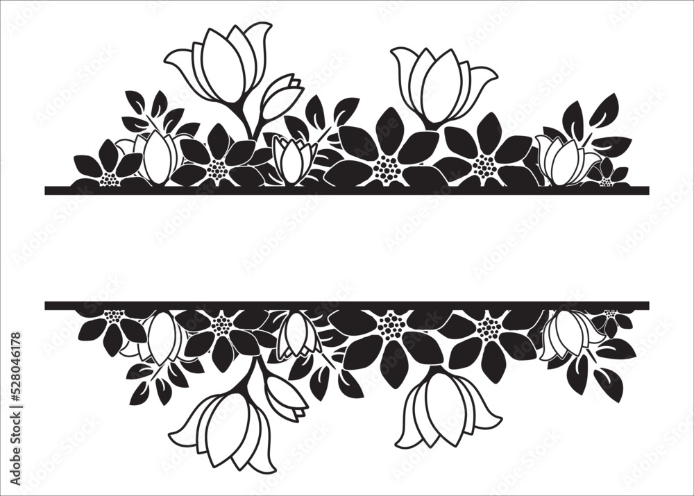 Elegant floral border for weddings, greeting card, invitations or ...