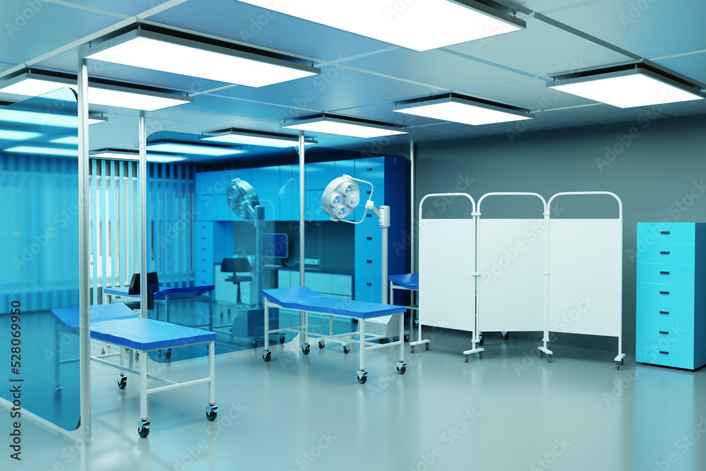 Medical clinic interior. Modern medical equipment background. Hospital ...