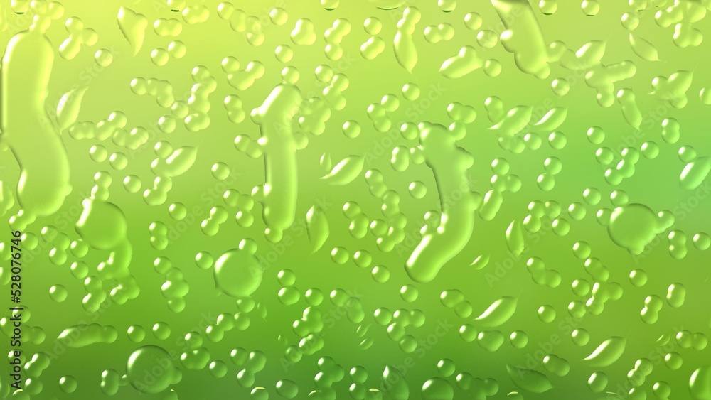 Abstract green frosted glass background with splash rain drops. Modern ...