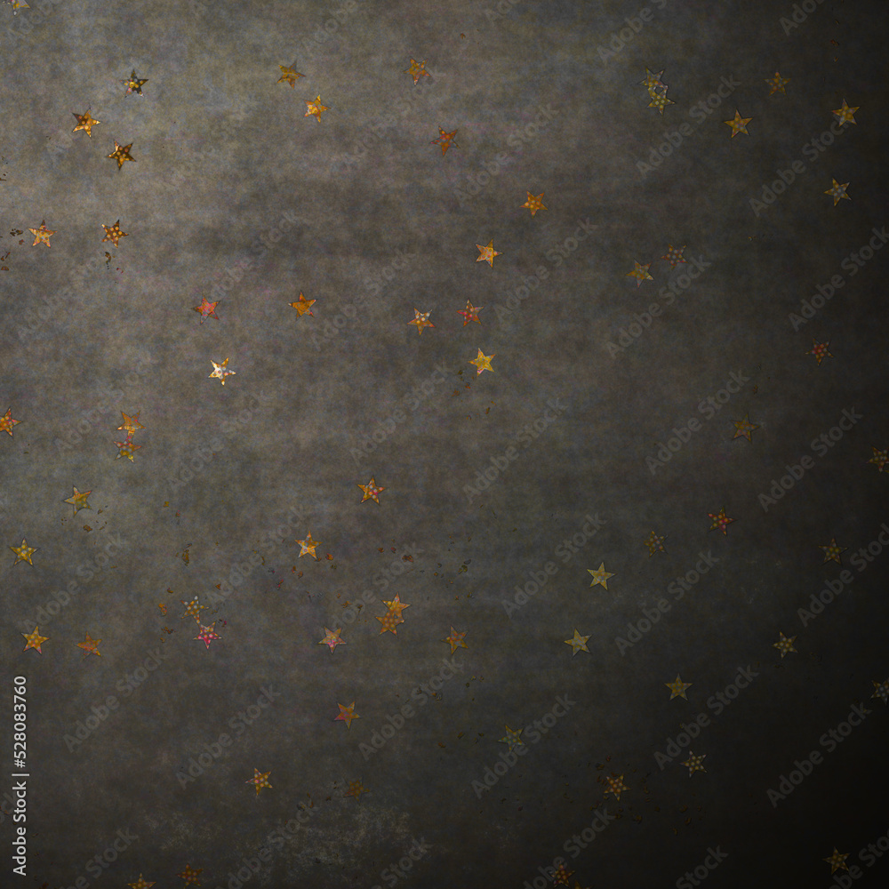 Old dark grey gradient decor paper with colorful shiny stars and ...