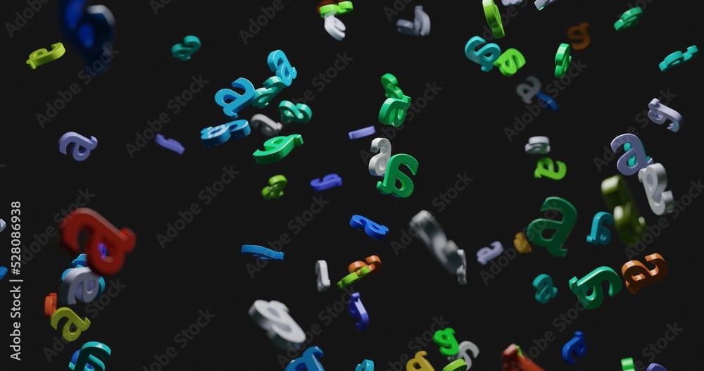 abstract black and white background 3d object letters floating into ...