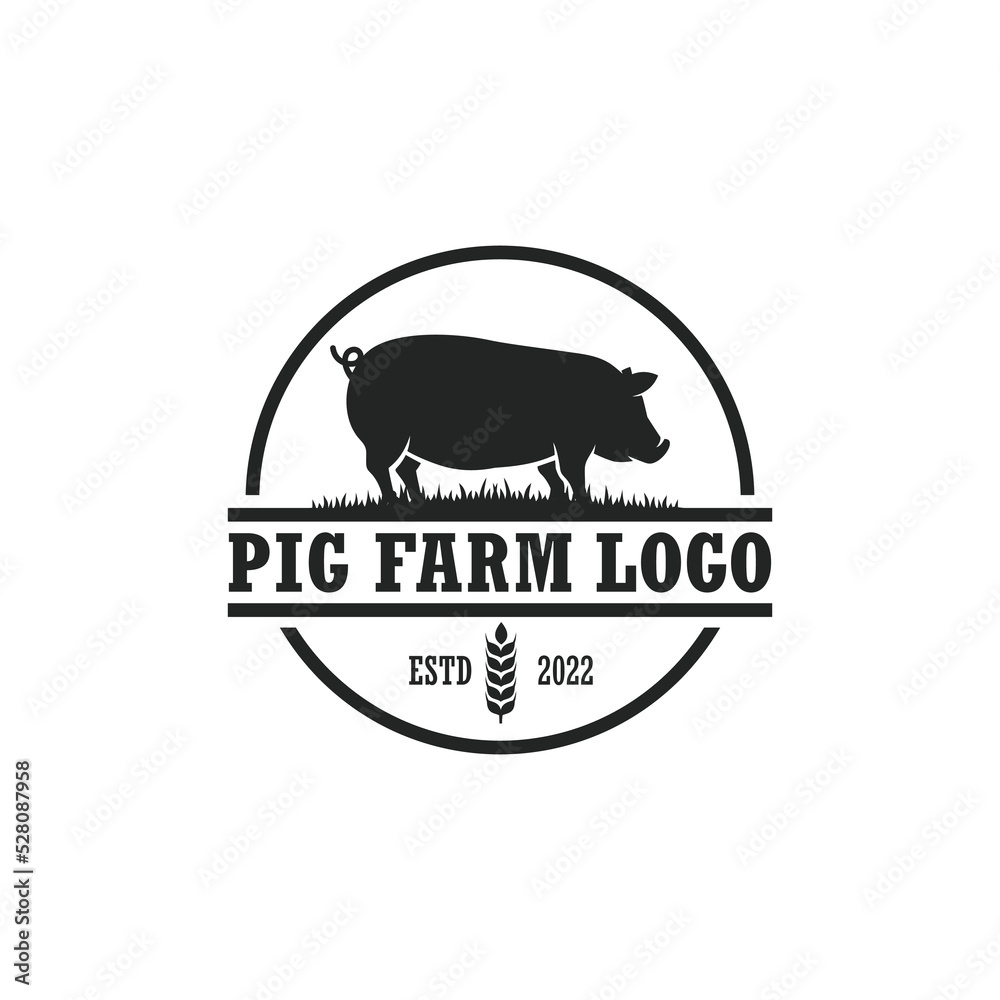 Pig farm logo vector. Cattle farm logo Stock Vector | Adobe Stock