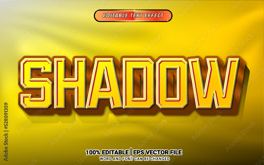 Shadow yellow 3d text effect editable template design font headline ...