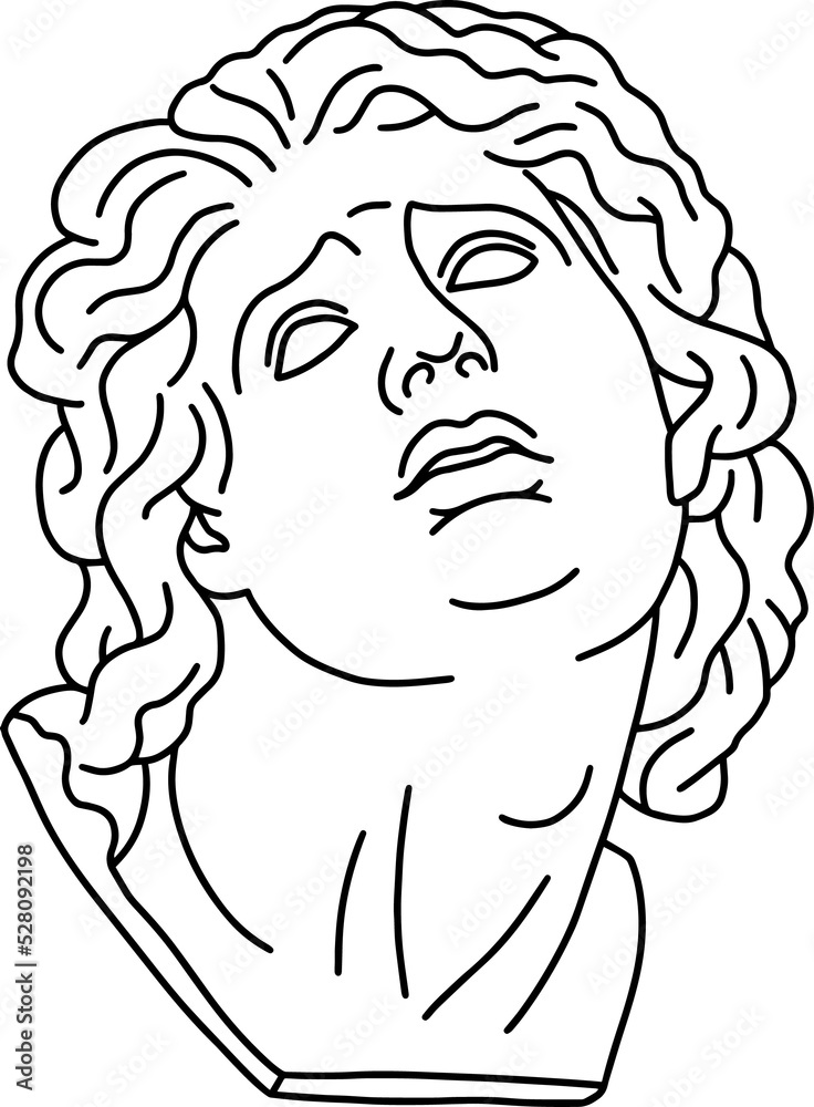 Ancient Greek Giant head. Illustration of classic greek sculpture in ...