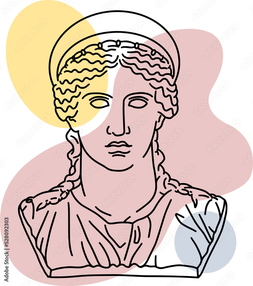 Hand drawn image of ancient Greek goddess Hera head. Illustration of ...