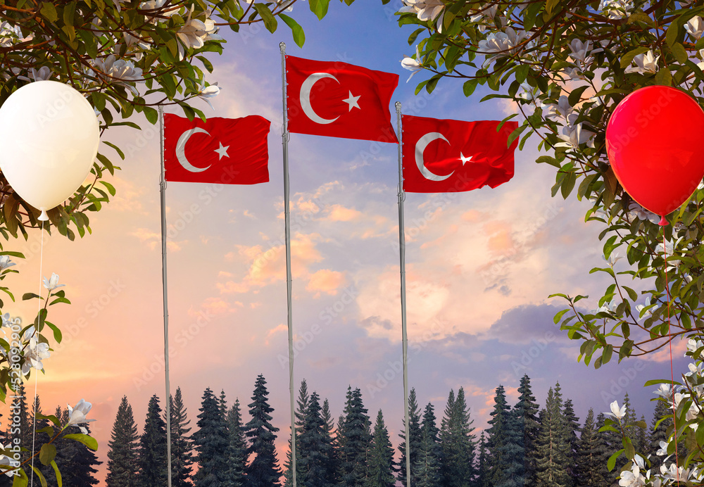 Turkish Flag, Turkey and Turkish Flag Background Design Stock Photo ...