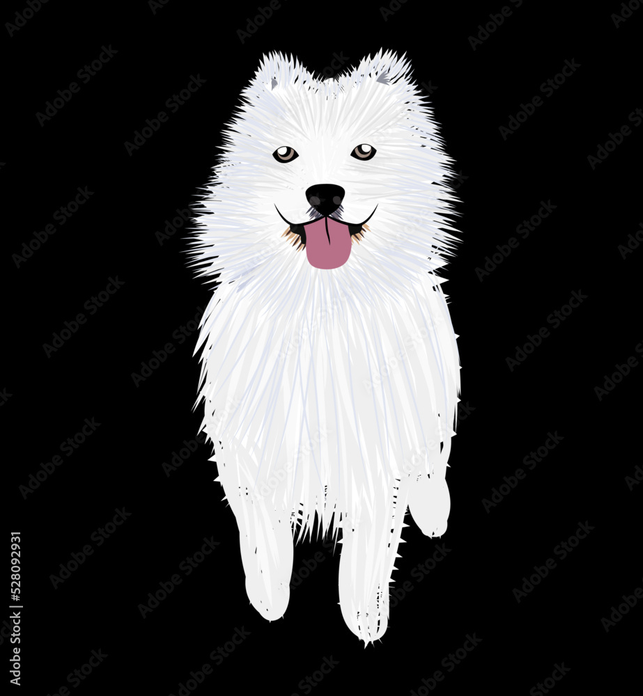 Samoyed dog illustration. Cute smiling pet, logo, poster illustration ...
