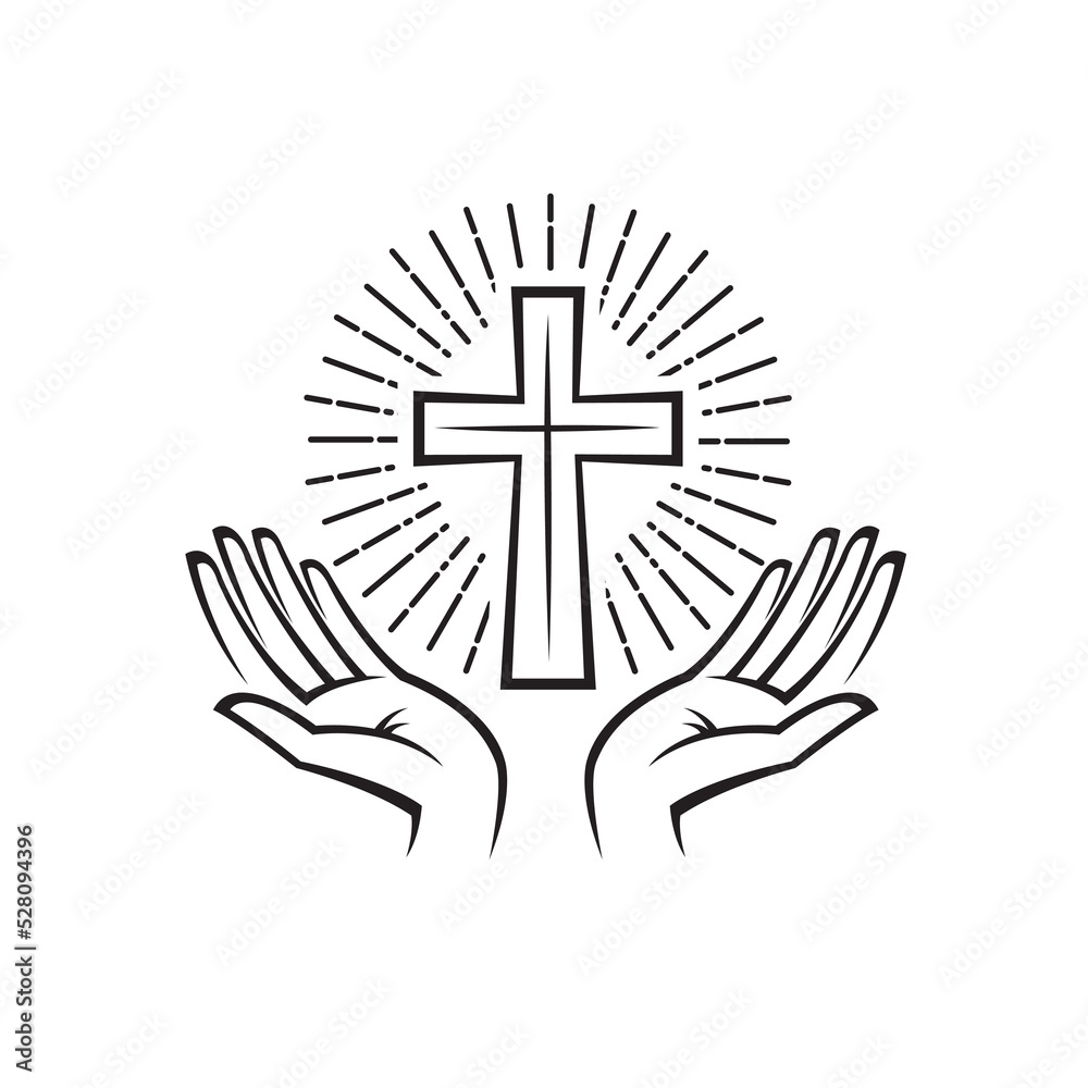 cross and hands symbol isolated on white background Stock Vector ...