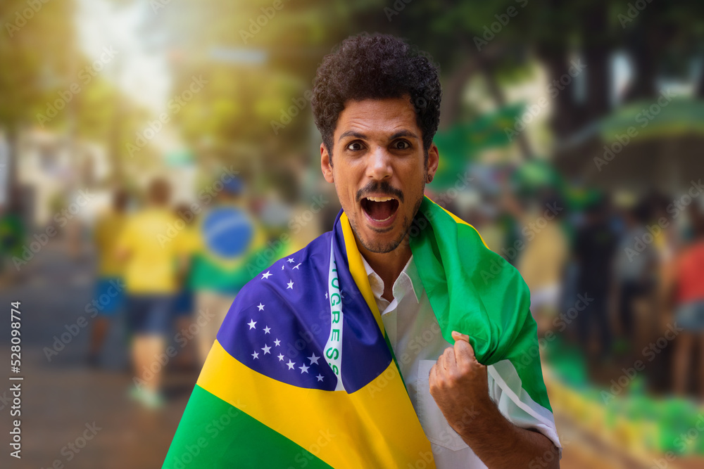 Brazil's Independence Day - Handsome Black Young Man Holding Brazil ...