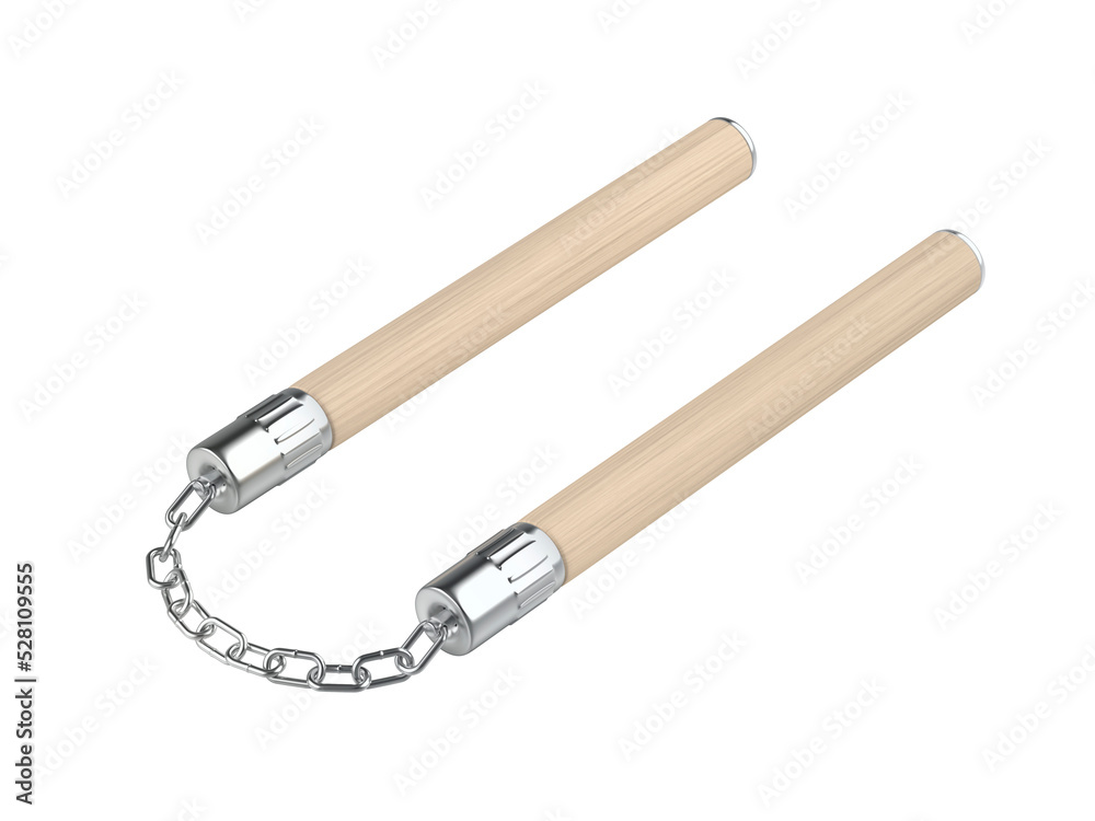 Wooden nunchaku with chain on transparent background Stock Illustration ...