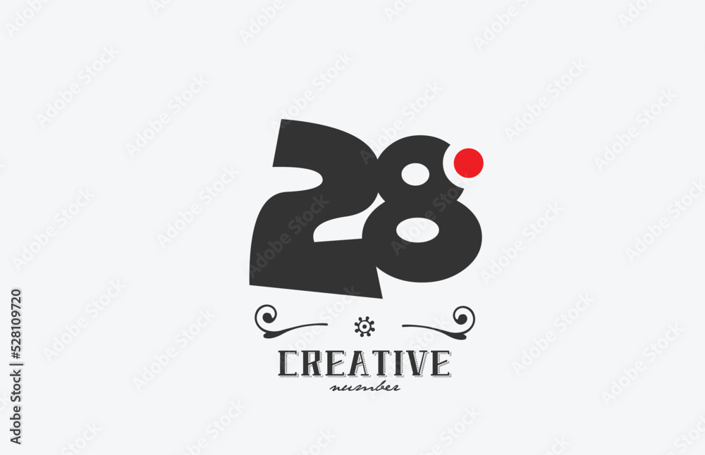 grey 28 number logo icon design with red dot. Creative template for ...
