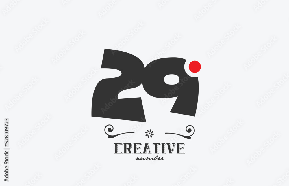 grey 29 number logo icon design with red dot. Creative template for ...