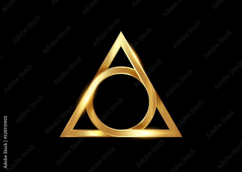 golden sacred geometrical figure of a circle inscribed in a triangle ...