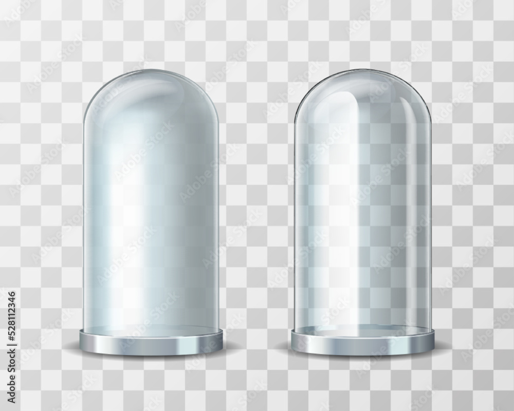 Empty glass showcase tubes on transparent background. Mockup object ...