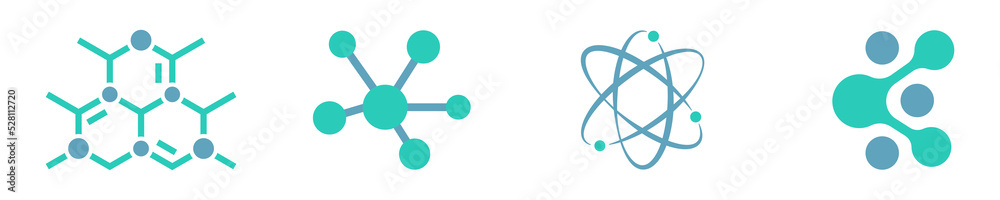 Set with chemical molecule vector icons. Chemical bond icons on white ...