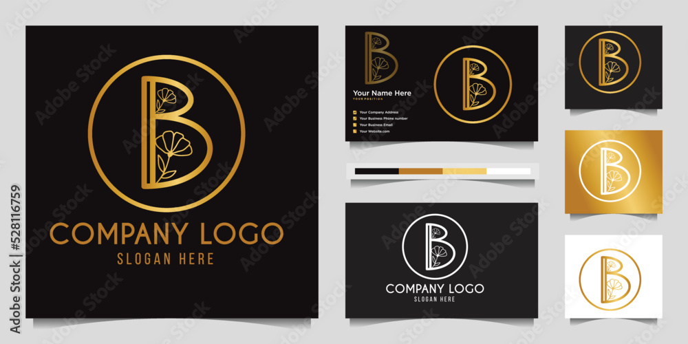 B letter fashion logo Modern and luxury style blossom flower vector for ...