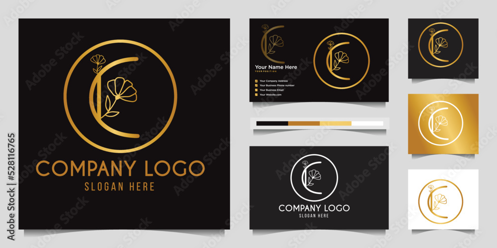 C letter fashion logo Modern and luxury style blossom flower vector for ...