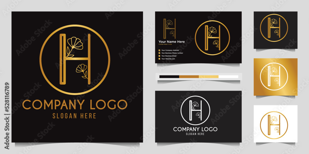 H letter fashion logo Modern and luxury style blossom flower vector for ...