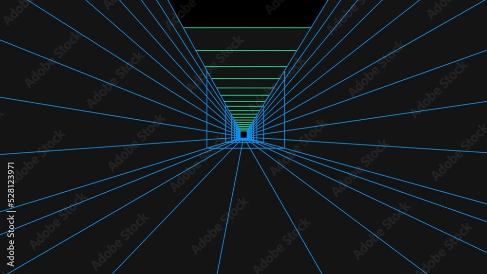 3d Retro futuristic video game abstract animation with changing colors ...