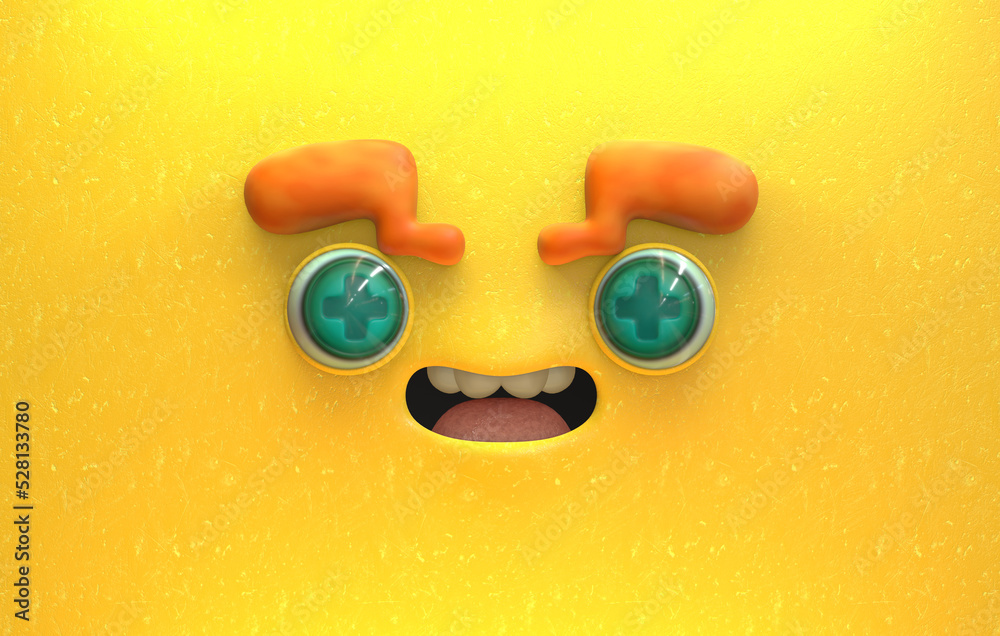 3D Faces render emote image happy amused joy Stock Illustration | Adobe ...