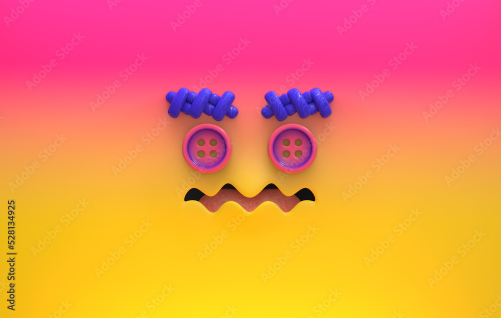 3D Faces render emote wobbly mouth silly Stock Illustration | Adobe Stock
