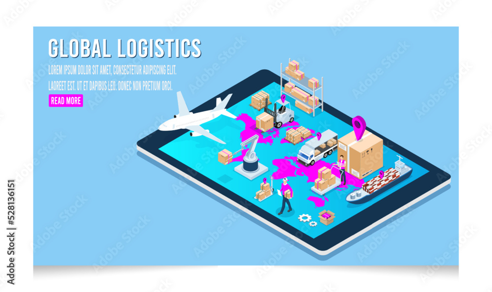 3D isometric concept of Global logistic network and Smart Logistics ...