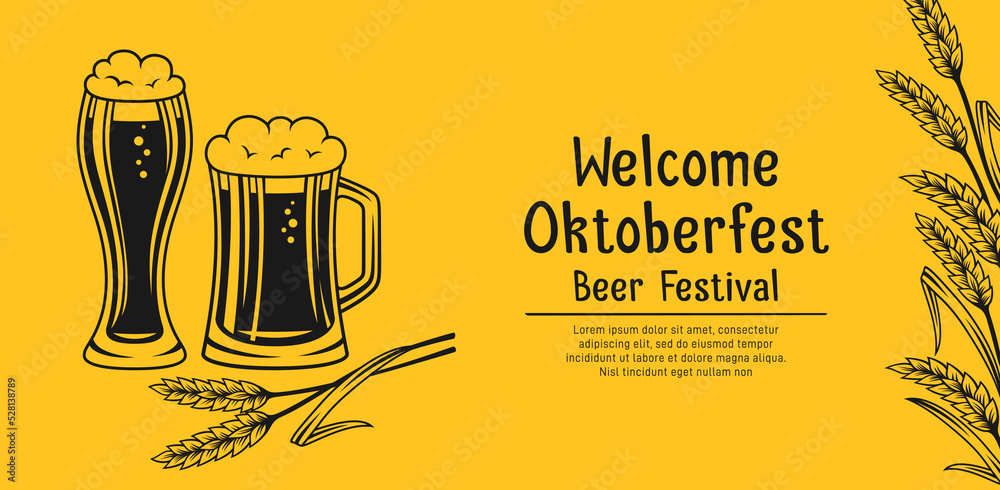 Welcome banner Beer festival Oktoberfest. Vintage advertisement poster ...