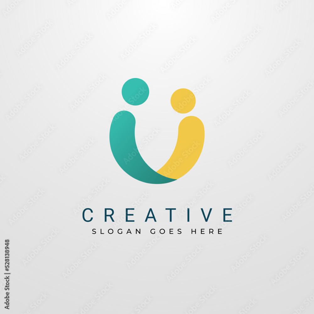 Creative community logo concept. Smile and partnership icon combination ...
